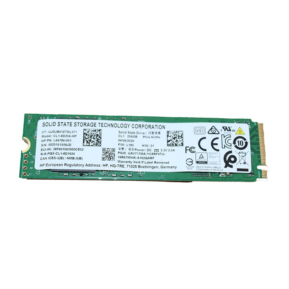 256GB M.2 M-Key 2280 32Gb/s (PCIe 3x4 NVMe SSD (L64784-001) - Tekeurope