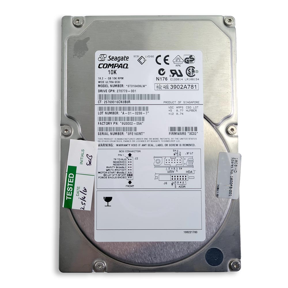 18GB SCSI (68 Pin) 3.5" 10K HDD (160063-001) - Tekeurope