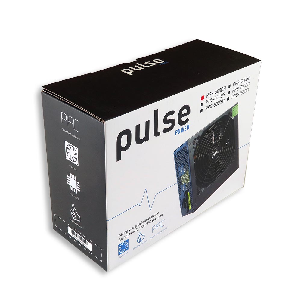 Pulse 500W PSU, ATX 12V, Active PFC, 2 x SATA, 120mm Silent Fan, Black ...